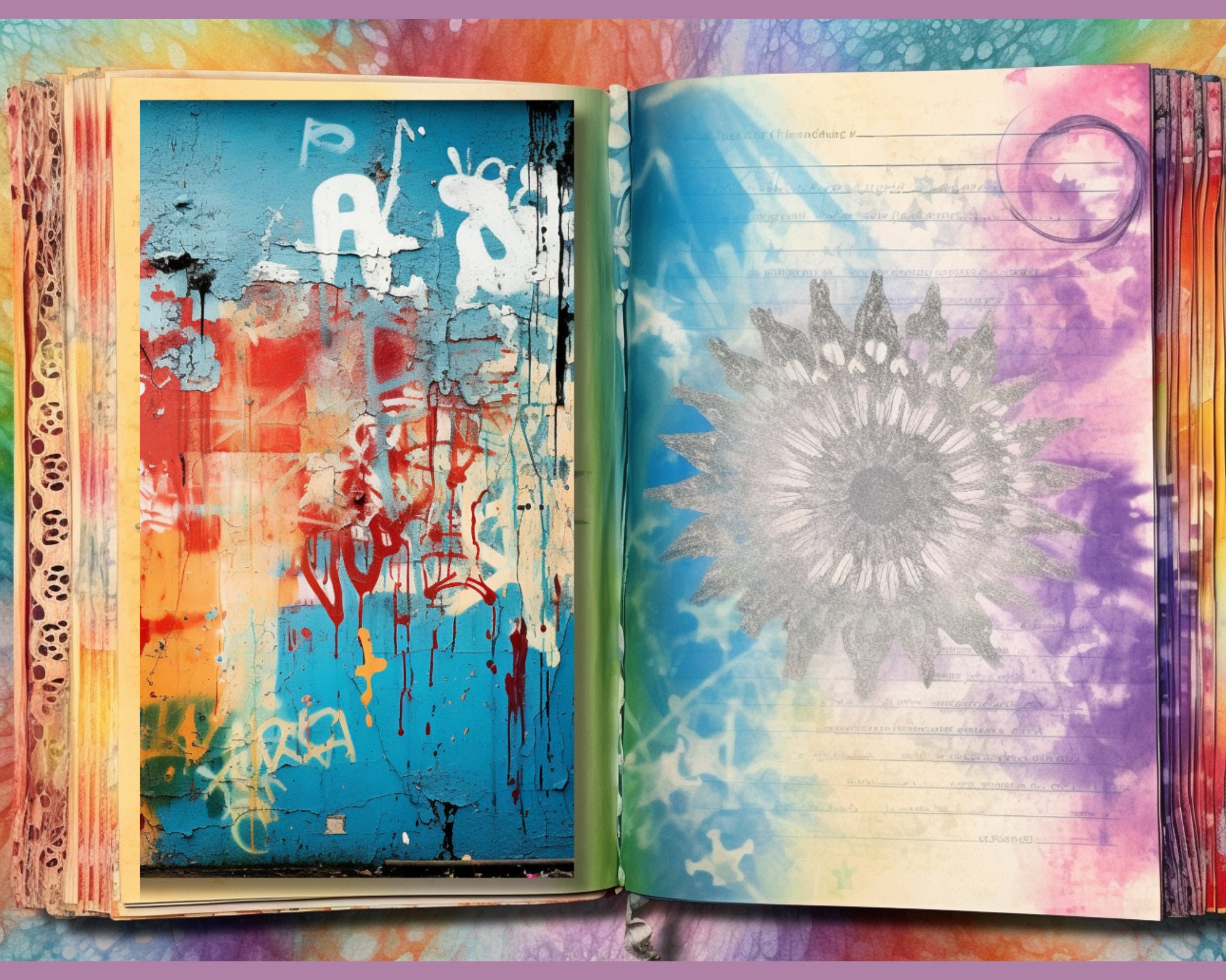 Graffiti Junk Journal Paper. Digital Paper of Spray Paint Graffiti Wall ...