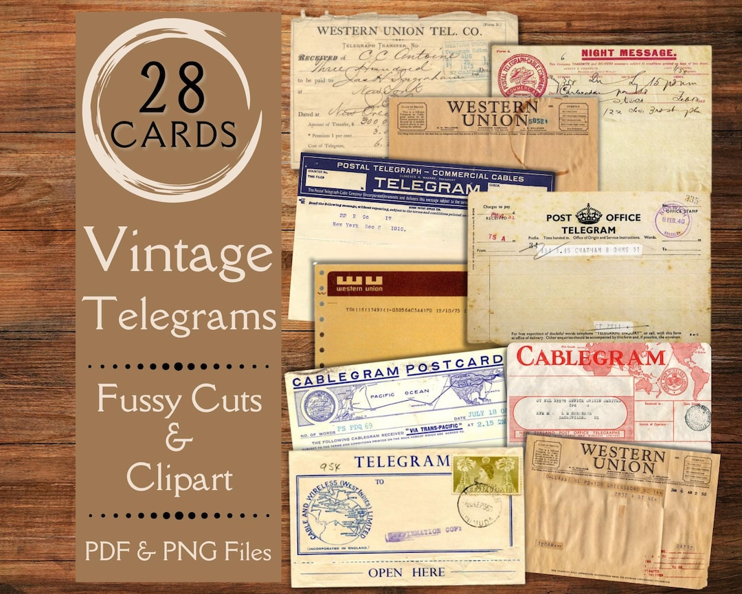 Vintage Telegrams Fussy Cuts & Clipart Junk Journal Ephemera. Digital ...