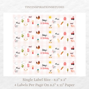 Editable Farm Animals Bottle Labels Customizable Birthday - Etsy