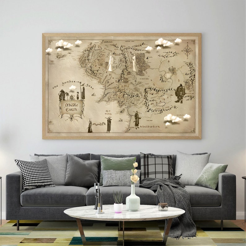 Lord of the Rings Middle Earth Lotr Map Lotr Art Middle - Etsy