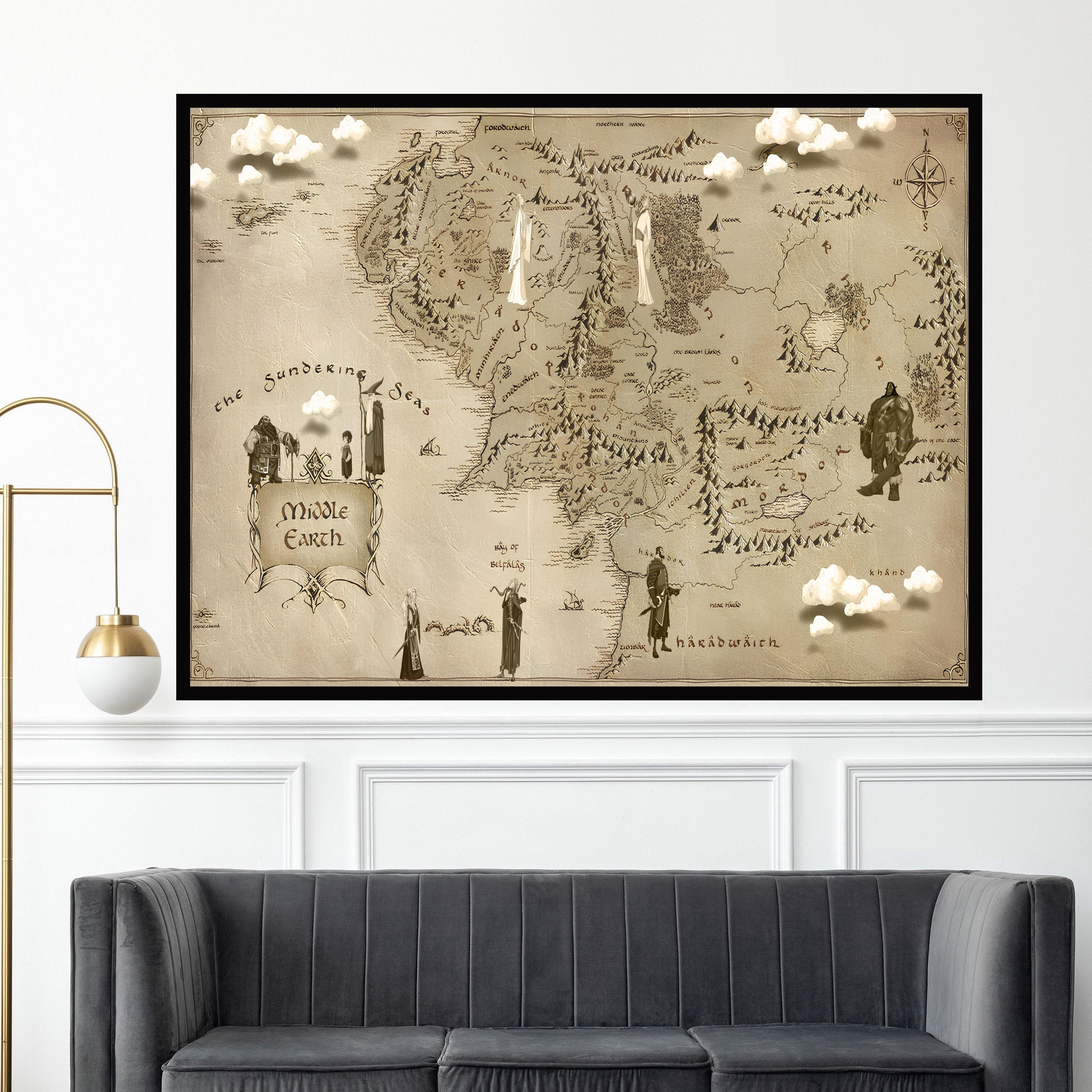 Lord of the Rings Middle Earth Lotr Map Lotr Art Middle - Etsy