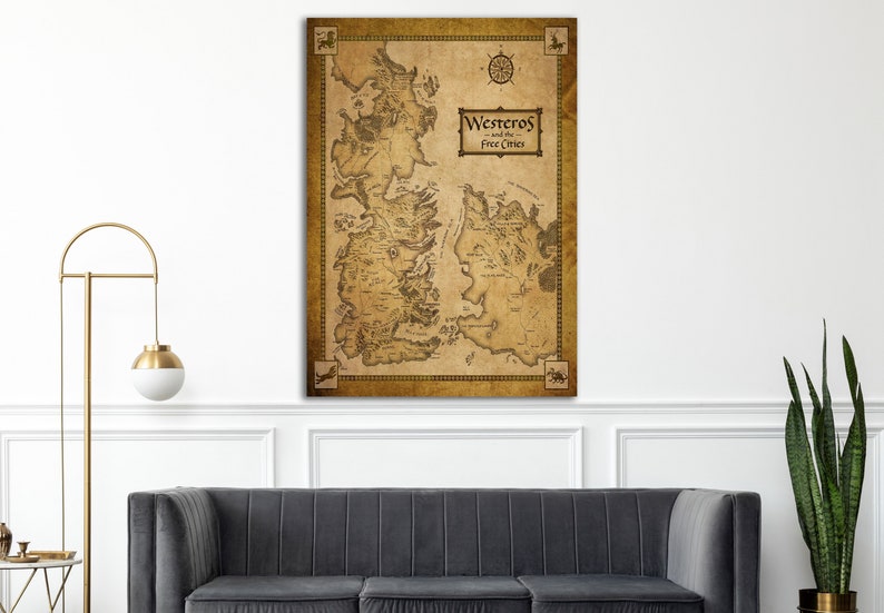 Map of Westeros, Westeros Map, Game of Thrones, Map Wall Art, GOT Wall ...