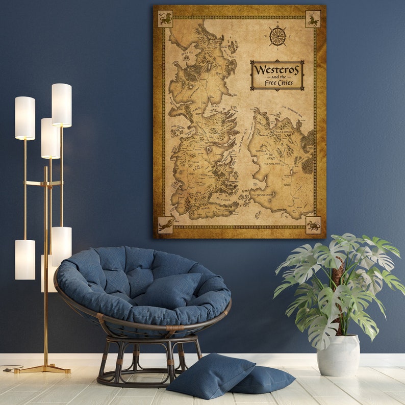 Map of Westeros, Westeros Map, Game of Thrones, Map Wall Art, GOT Wall ...