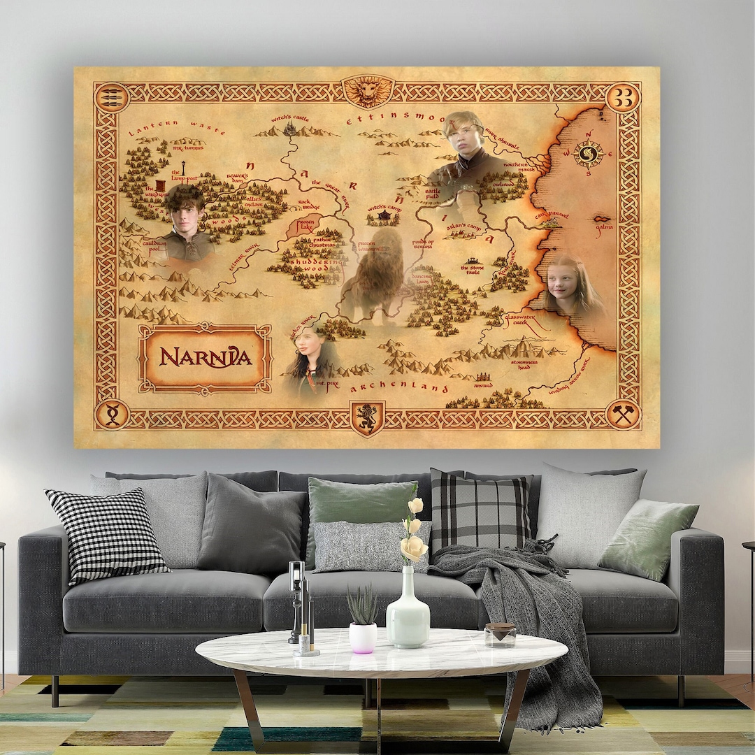 The Chronicles of Narnia Map, Map of Narnia, Canvas Wall Art, Narnia ...
