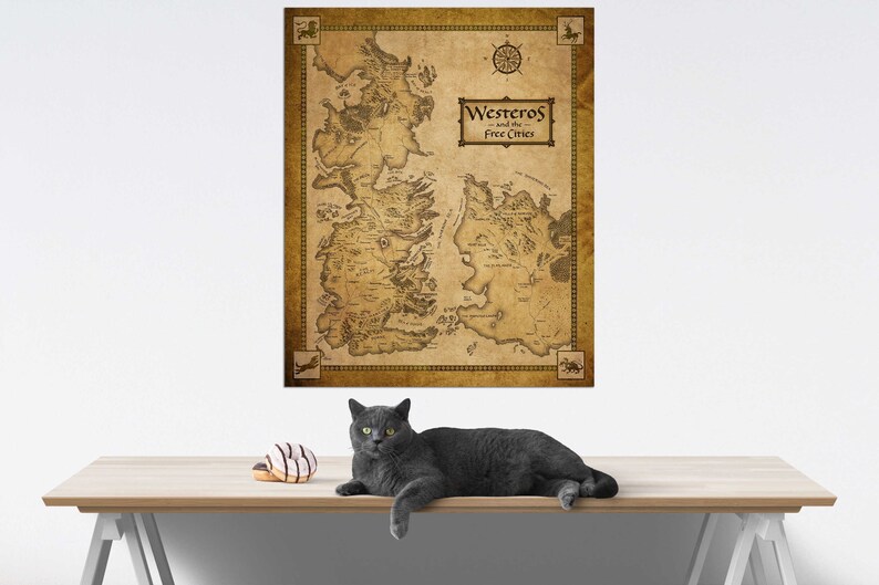 Map of Westeros, Westeros Map, Game of Thrones, Map Wall Art, GOT Wall ...