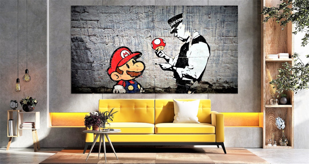 Banksy Wall Art, Banksy Canvas, Banksy Mario, Banksy Street Art, Pop ...