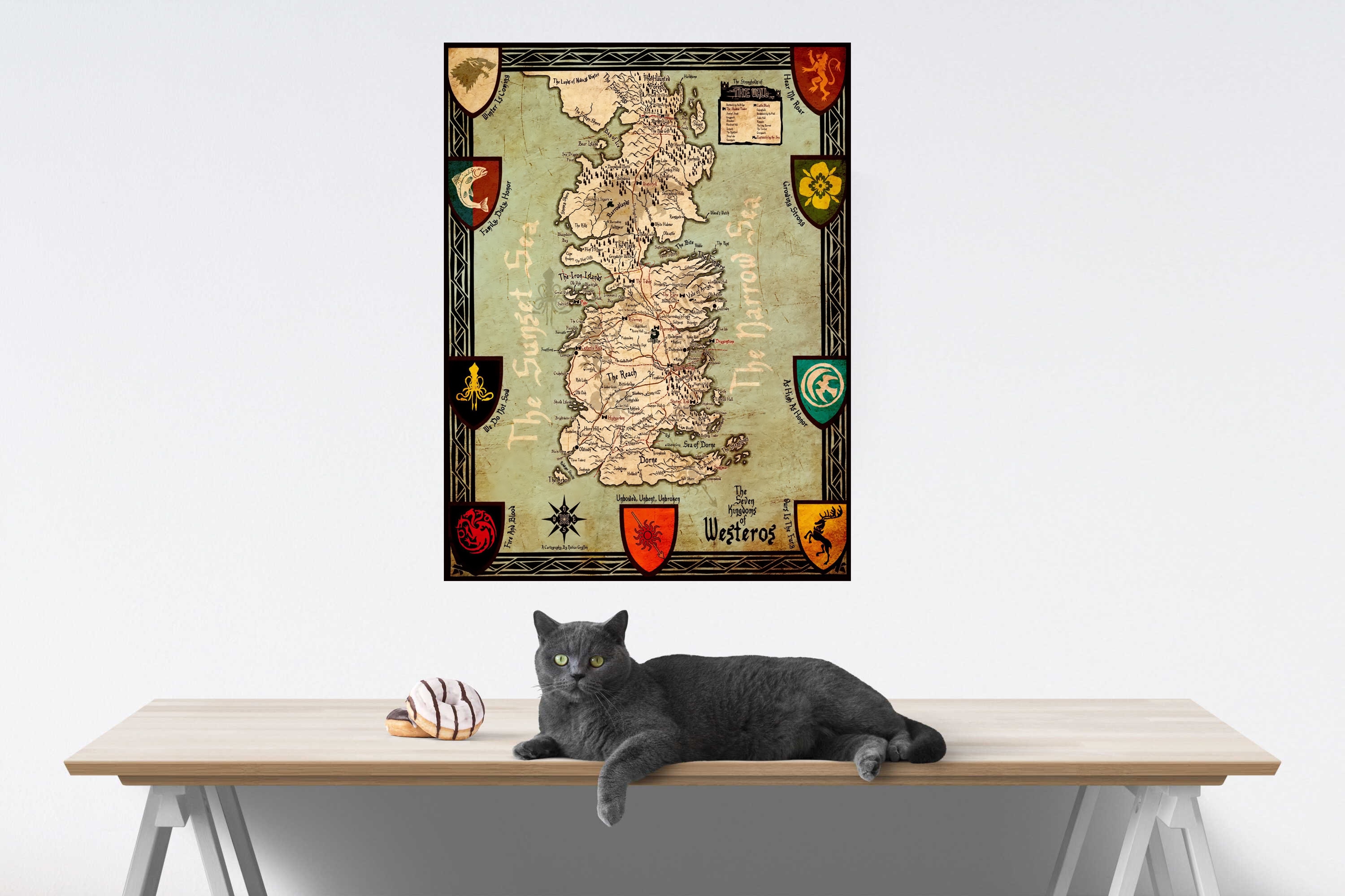 Westeros Map, Game of Thrones, Winter is Coming, Westeros Canvas, GOT ...