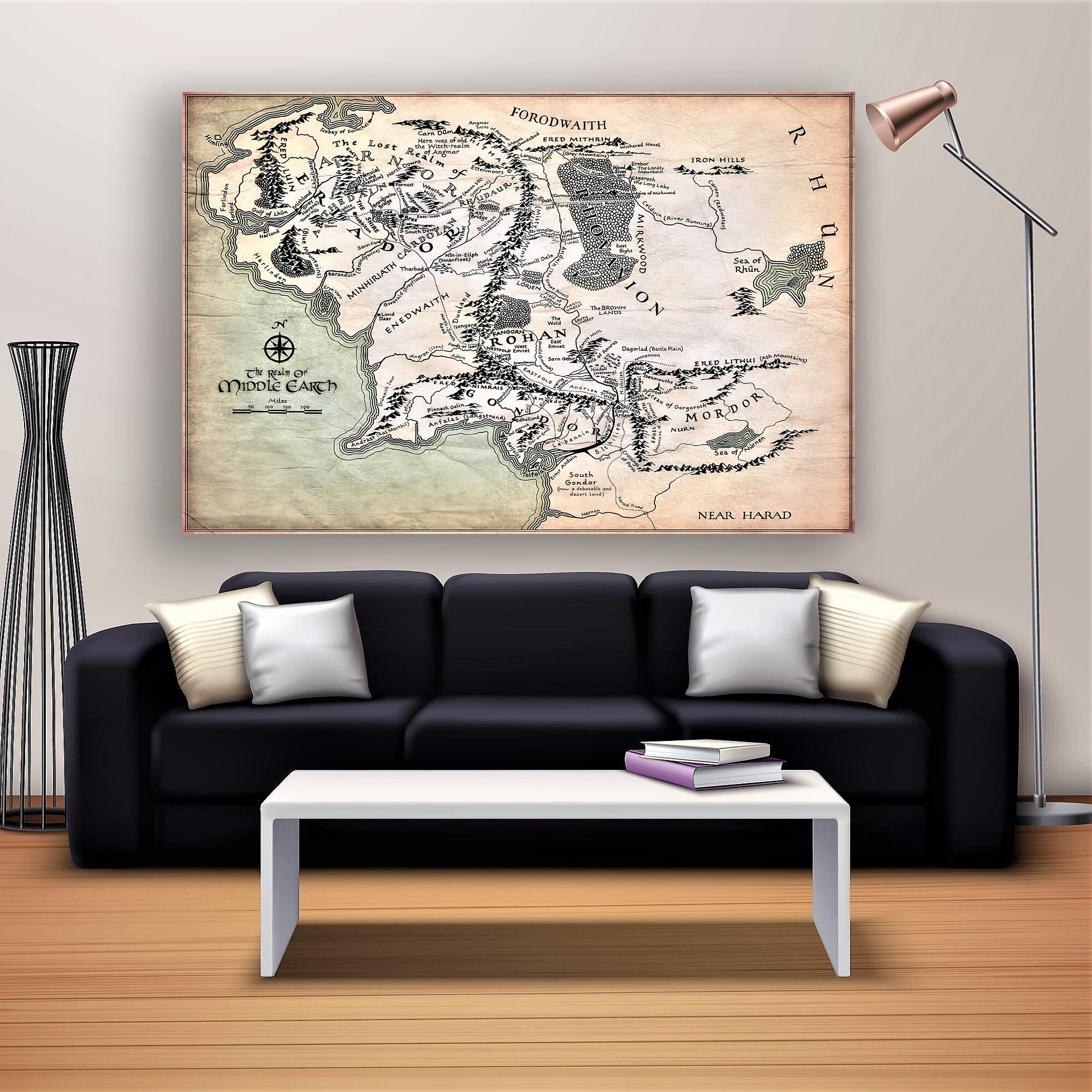 Middle Earth Canvas Map of Lotr Middle Earth Map Middle - Etsy