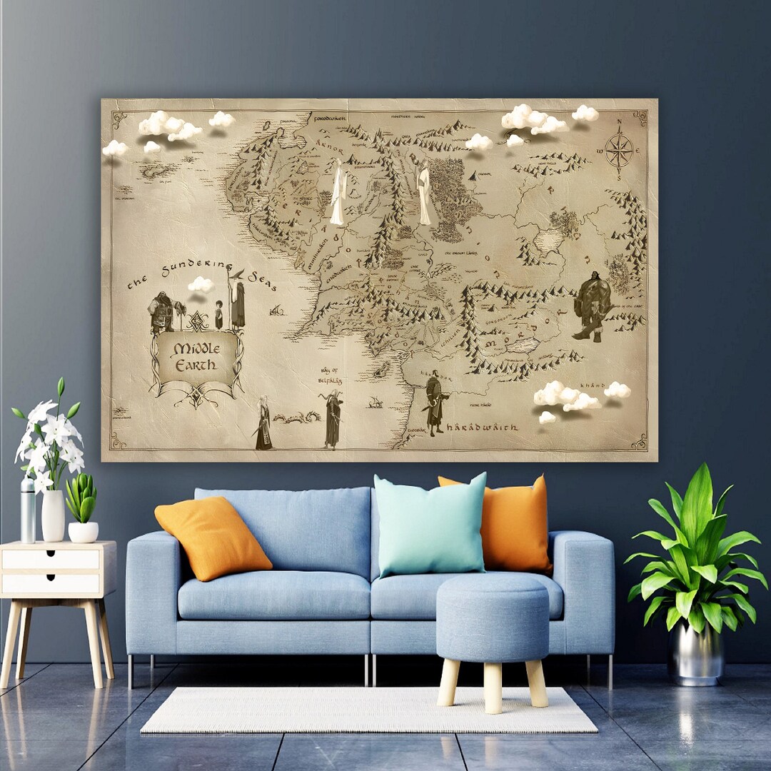 Middle Earth Map, Middle Earth Canvas, Lotr Map, Map of Lotr, Lord of ...
