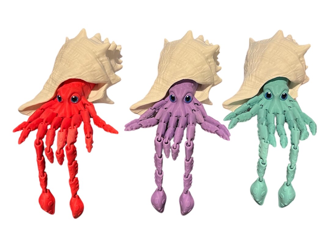 3D Printed Squid Fidget Toy – Magnetic Shell & Squid Comb - Etsy