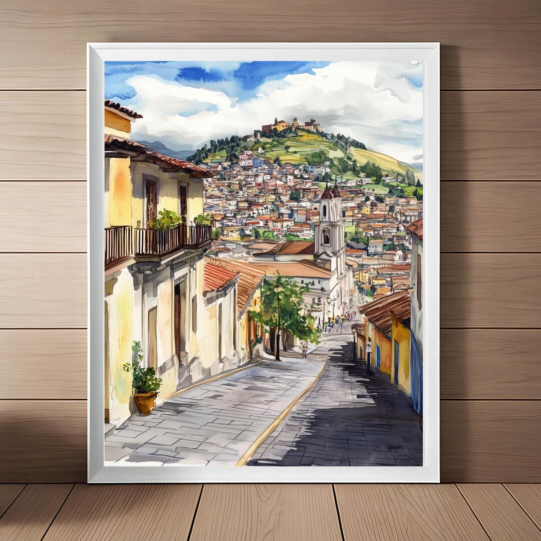 Quito Art, Ecuador Streetscape Painting, Incan Wall Art, Andean ...