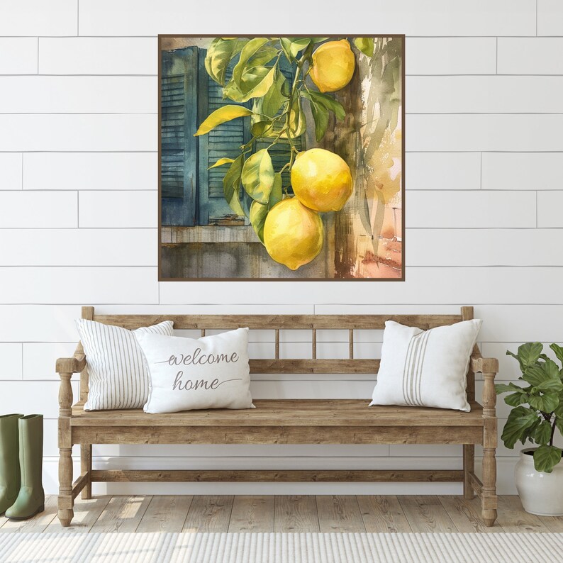 Italian Lemons Watercolor Print Italy Lemon Kitchen Art Lemon Tree Wall ...