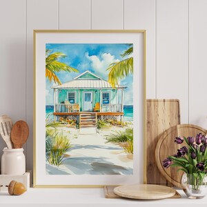 Key Largo Cottage Art Print, Florida Keys Watercolor Painting, Seascape ...