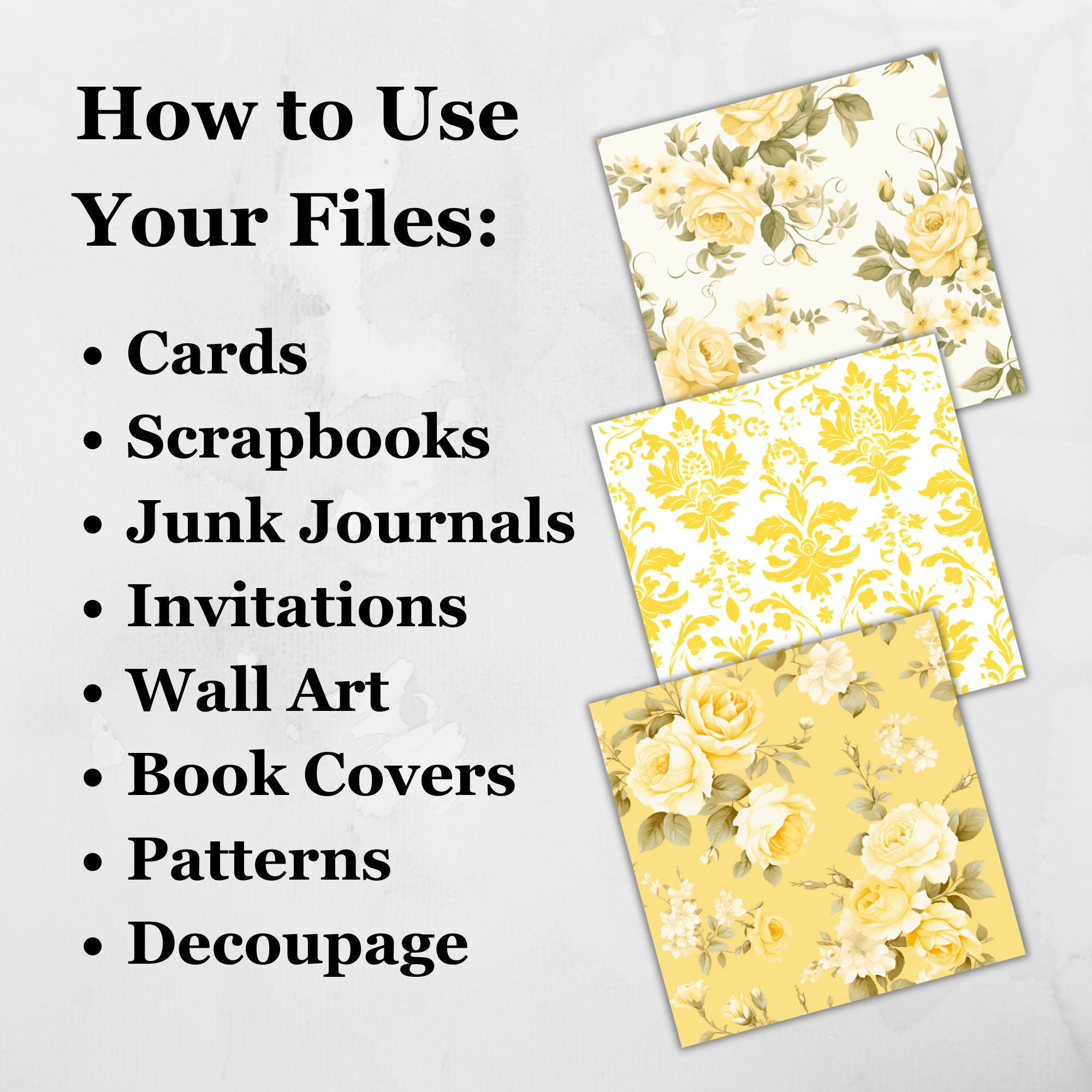 Yellow Roses Digital Papers, Floral Digital Paper Pack, Digital ...