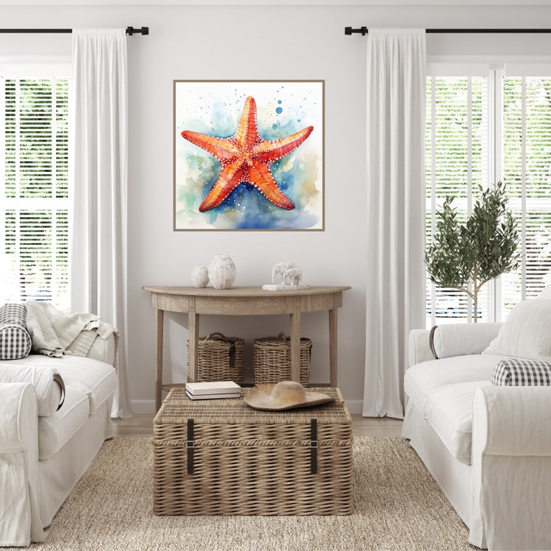 Starfish Art Print, Printable Starfish Beach House Art, Starfish ...