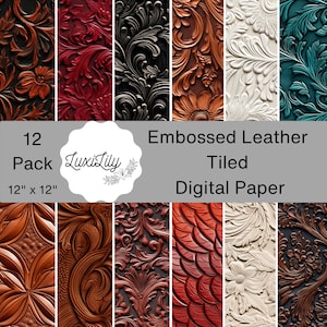 Embossed Leather Seamless Digital Papers Western Engraved Patterns ...
