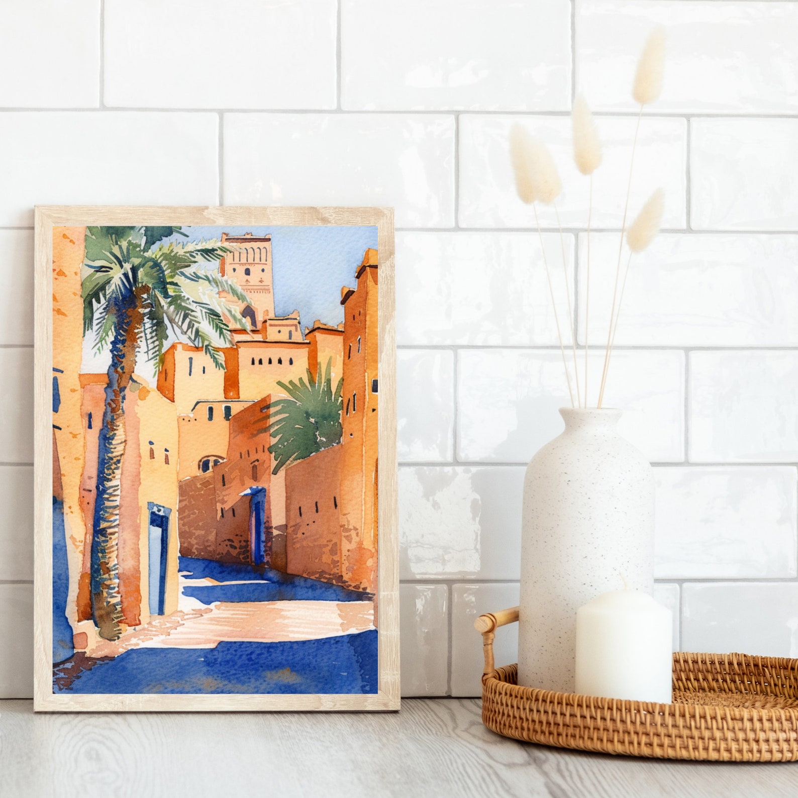 Morocco Painting Marrakesh Medina Art Print, European Wall Art ...