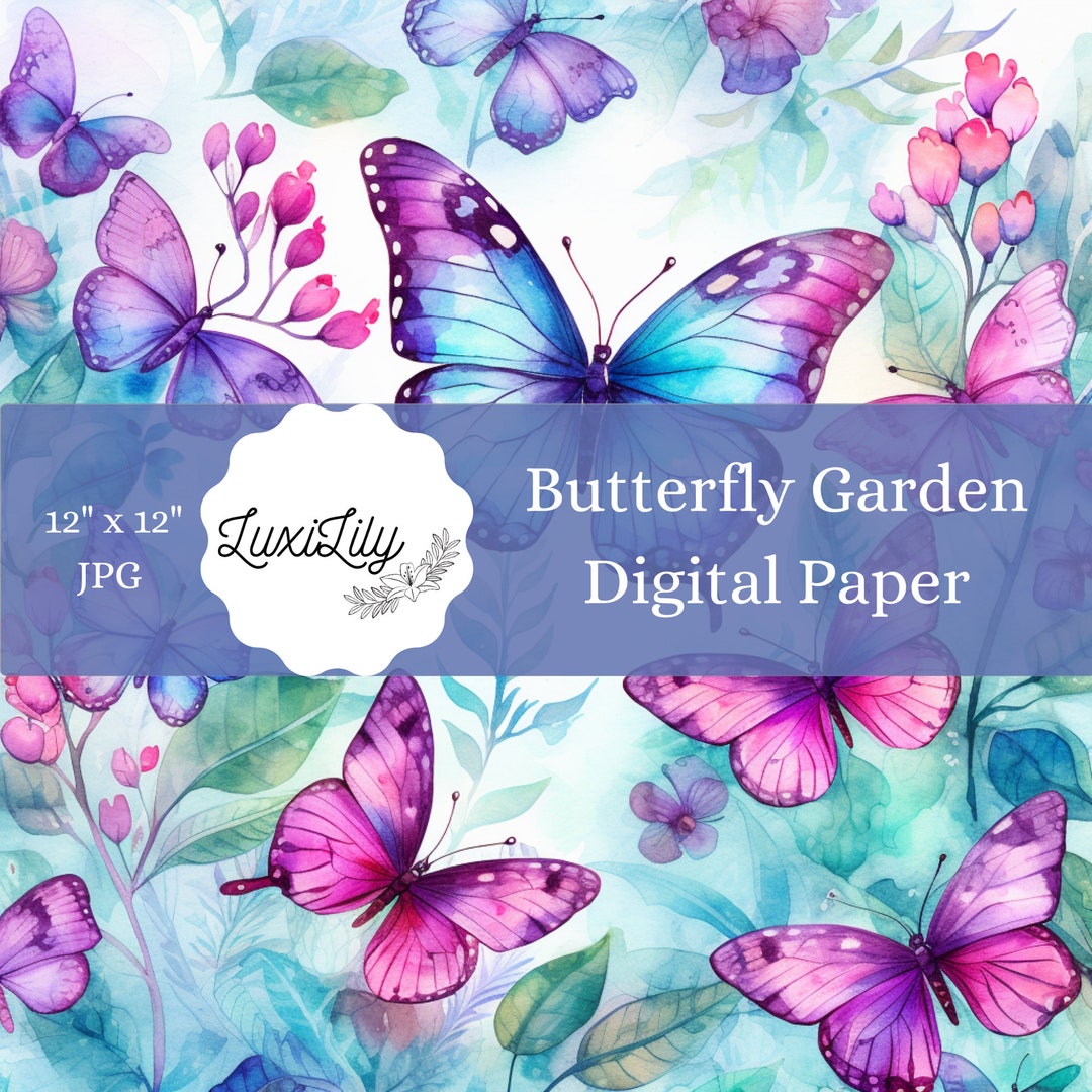Watercolor Butterflies Digital Paper Butterfly Scrapbook Paper Junk ...