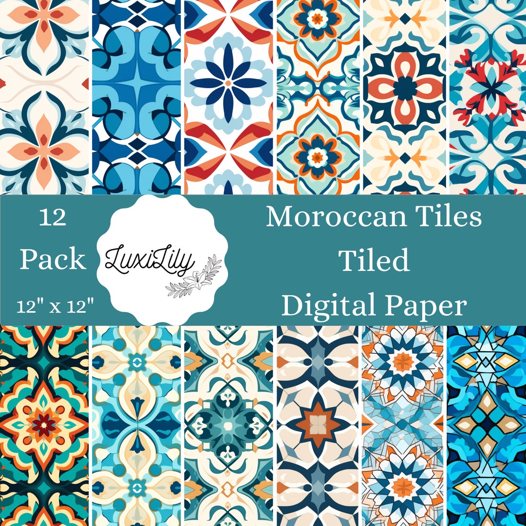Moroccan Tile Digital Paper Pack: Arabesque Patterns (digital Download ...
