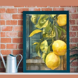 Italian Lemons Watercolor Print Italy Lemon Kitchen Art Lemon Tree Wall ...