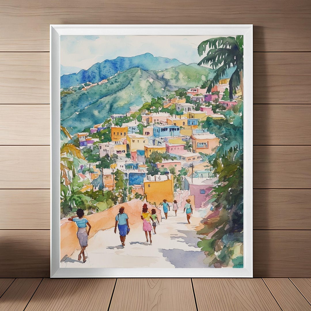Haiti Painting, Port-au-prince Watercolor Print, Haiti Wall Art ...