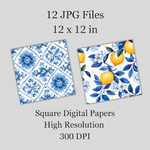 Italian Tile & Lemons Digital Paper: Mediterranean Scrapbook Pages ...
