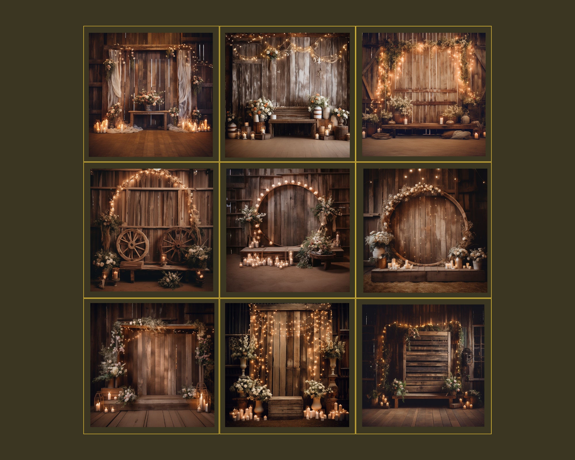 Boho Barn Digital Backdrop: Rustic Photography Overlays (12x12 PNG Set ...