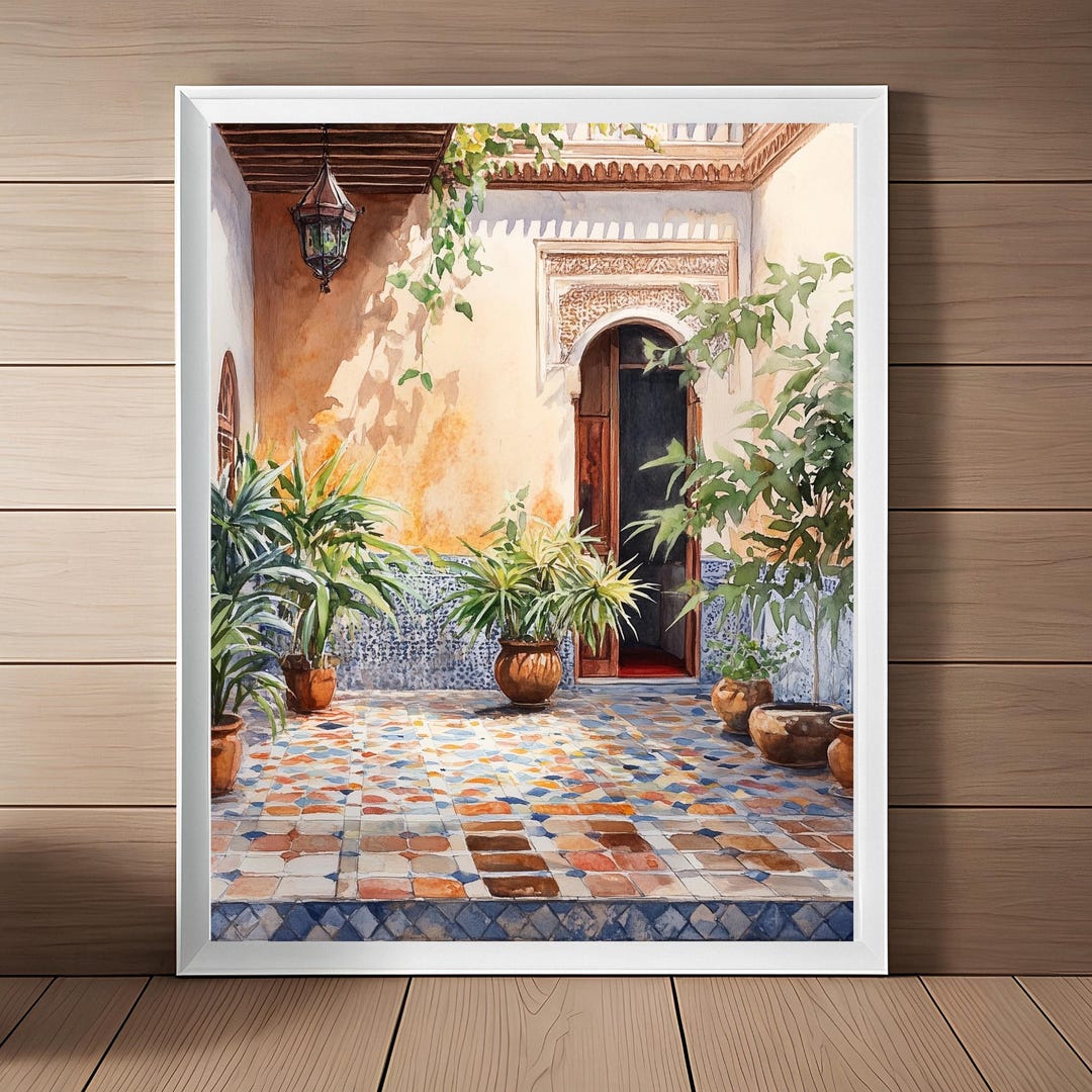 Morocco Art Print, Marrakesh Watercolor Painting, European Wall Art ...
