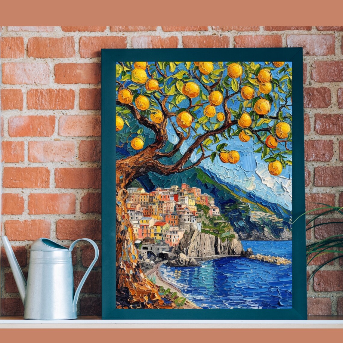 Van Gogh Inspired Amalfi Coast Lemon Tree Wall Art Van Gogh Inspired Oil Painting Italian ...