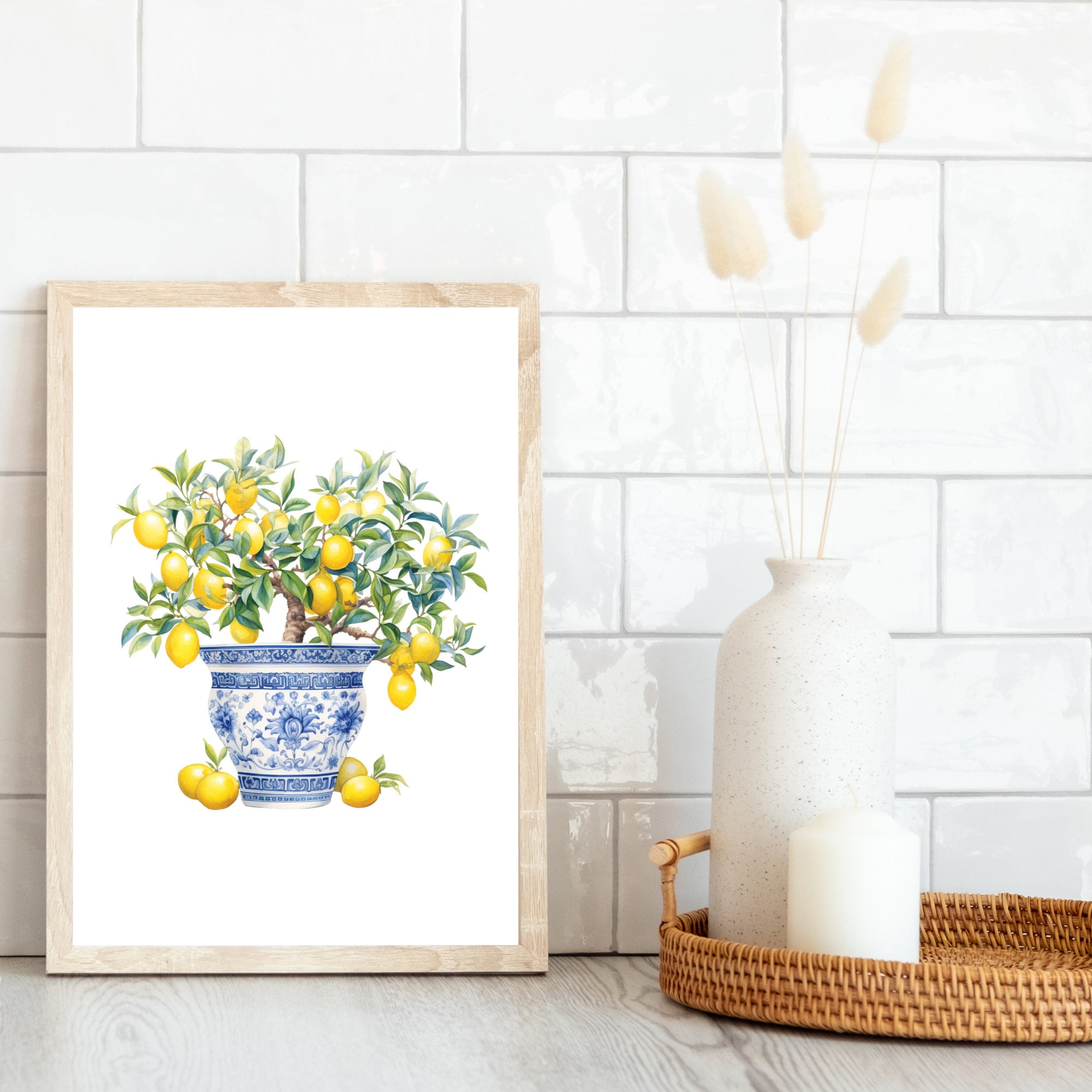 Sicilian Lemon Tree Print Watercolor Italian Lemons Kitchen Art Lemon ...
