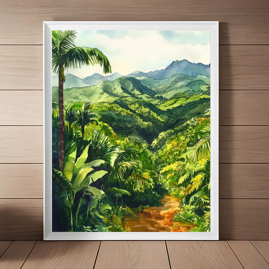 El Yunque Art, Puerto Rico Lush Rainforest Watercolor Painting ...