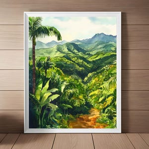 El Yunque Art, Puerto Rico Lush Rainforest Watercolor Painting ...