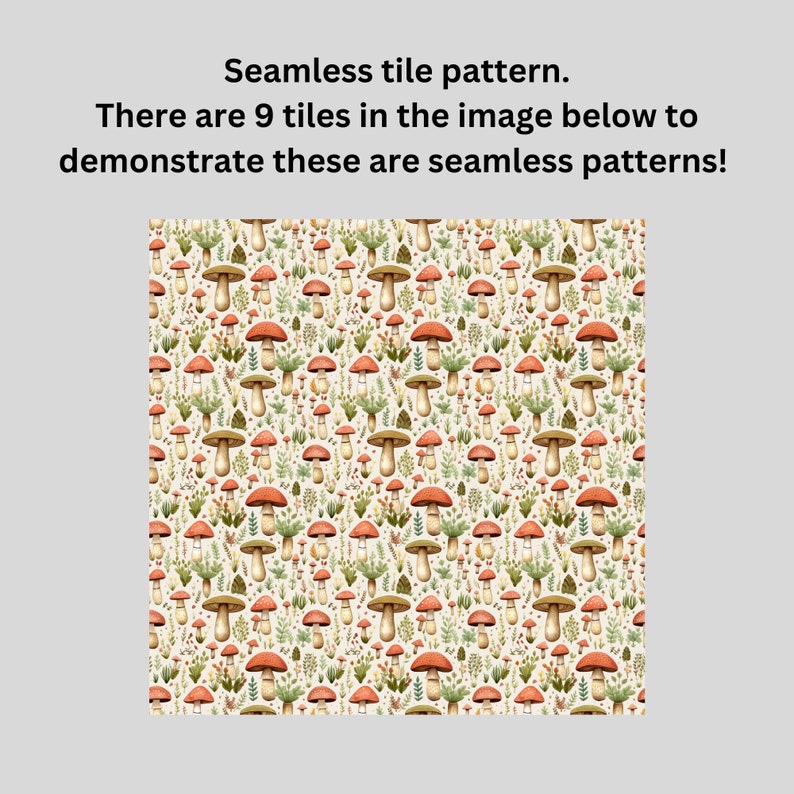 Seamless Watercolor Mushroom Digital Paper, Woodland Forest Printable ...