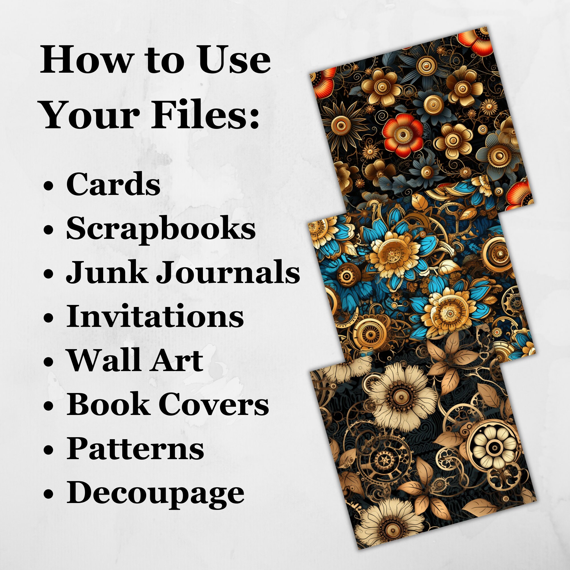 Steampunk Floral Digital Paper Steampunk Flowers Seamless - Etsy