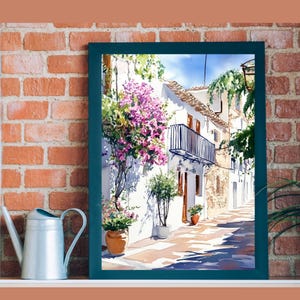 Ibiza Watercolor Painting, Mediterranean Island Art Print, Spain Travel ...
