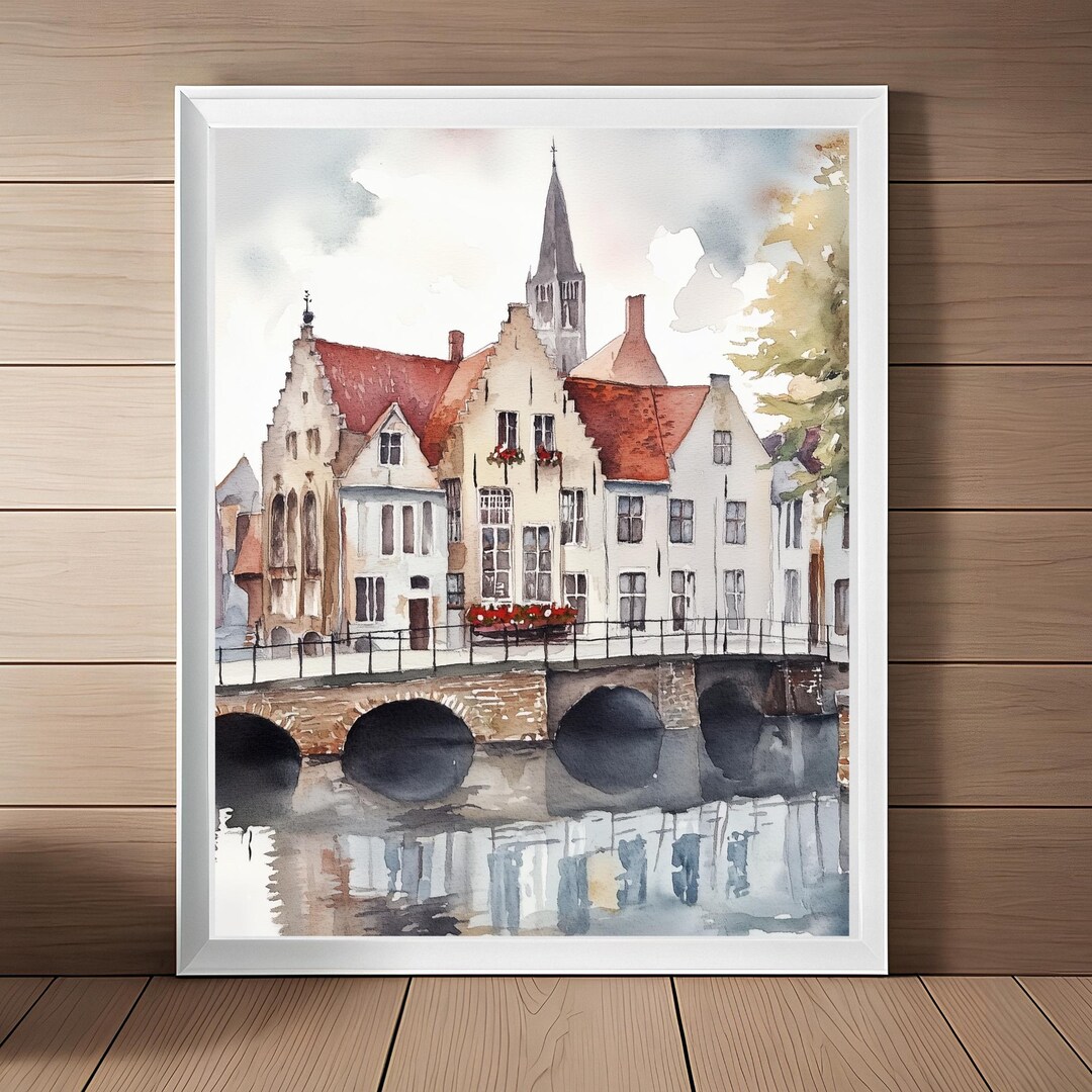 Bruges Art Print, Belgium Wall Art, Medieval Architecture, Streetscape ...