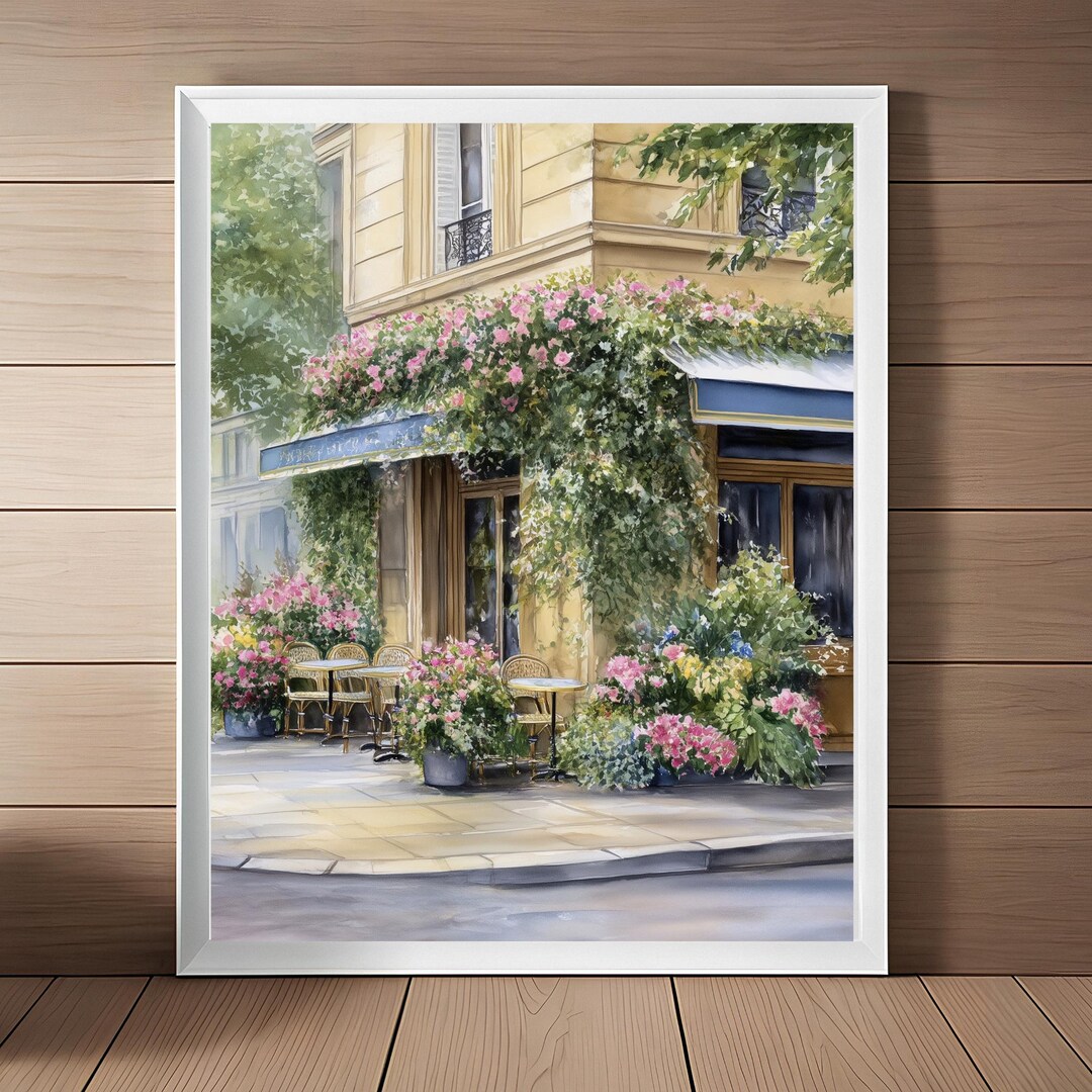 Paris Cafe Watercolor Art Print: Le Marais, French Travel Decor ...