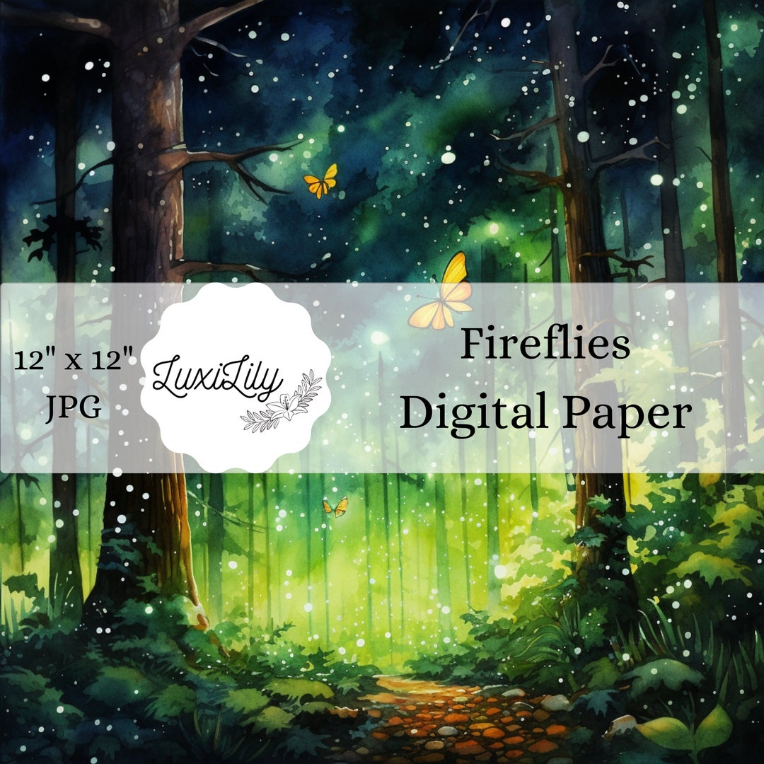 Firefly Scrapbooking Paper Instant Download Fireflies Digital Paper DIY ...