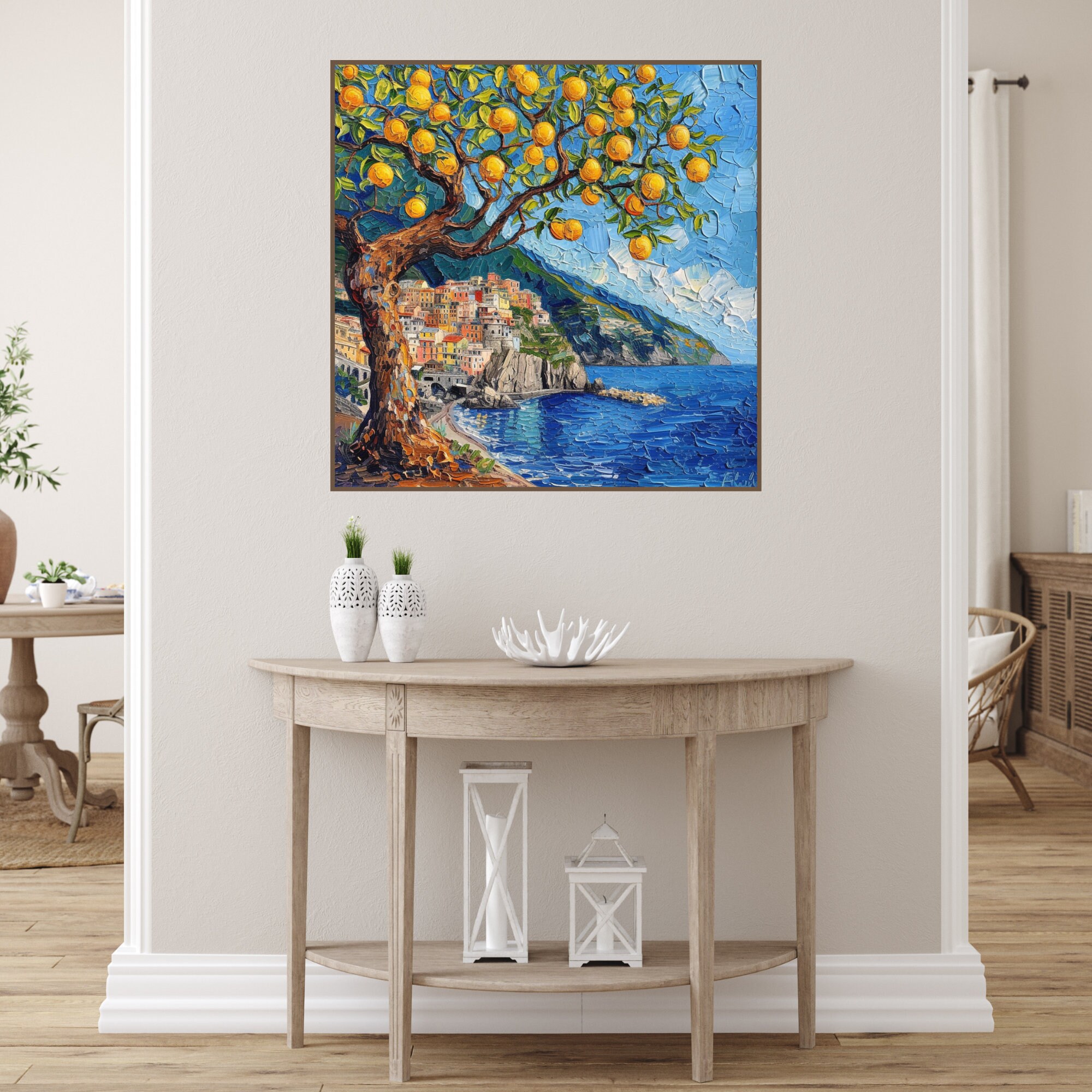Van Gogh Inspired Amalfi Coast Lemon Tree Wall Art Van Gogh Inspired Oil Painting Italian ...