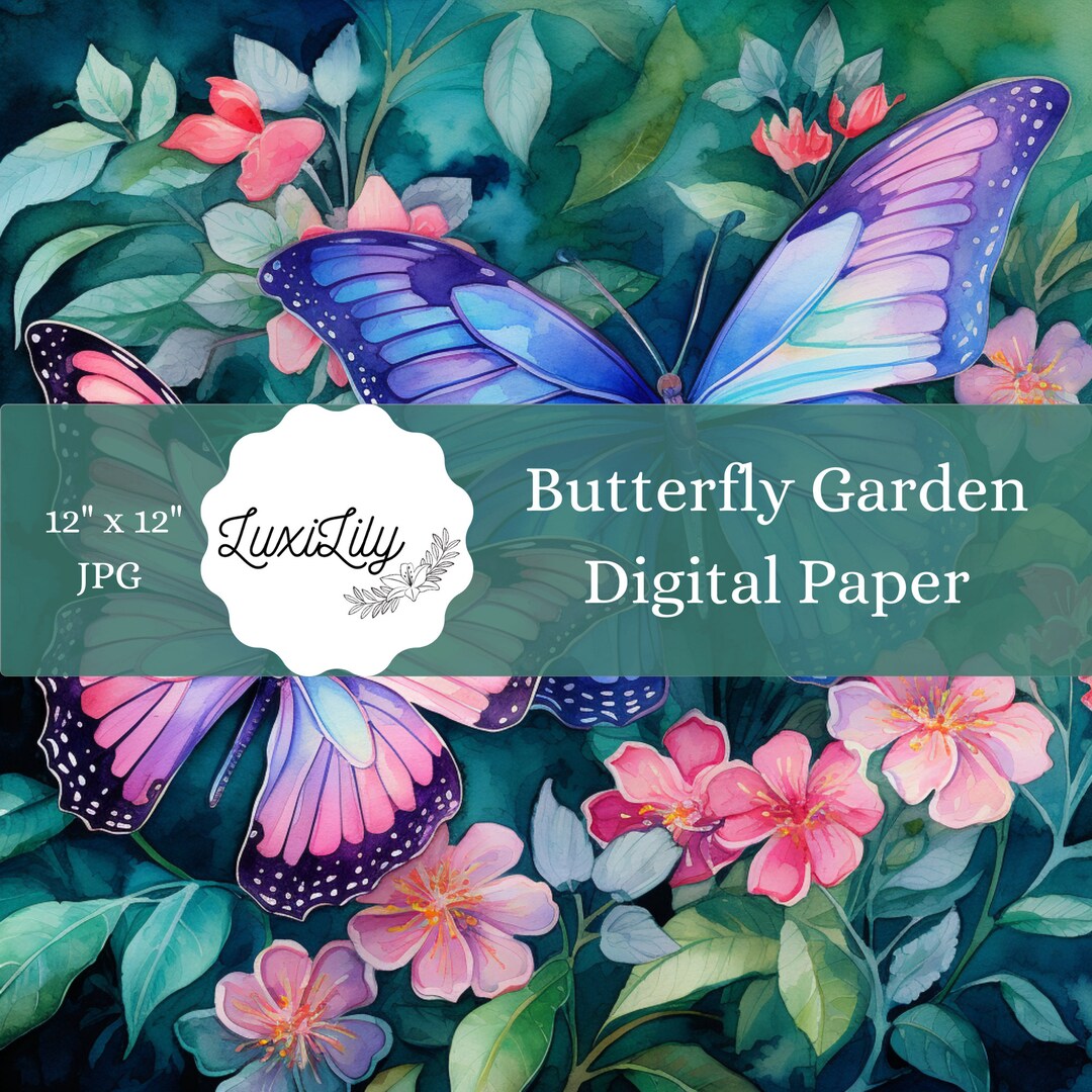 Butterfly Digital Paper Watercolor Butterflies Scrapbook Paper Junk ...