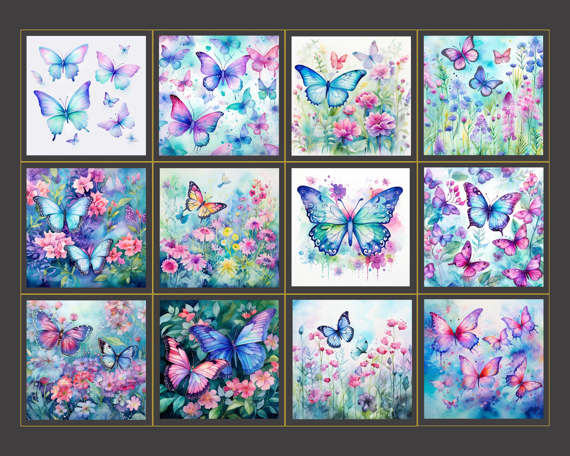 Watercolor Butterfly Digital Paper Pack Butterflies Scrapbook Paper ...