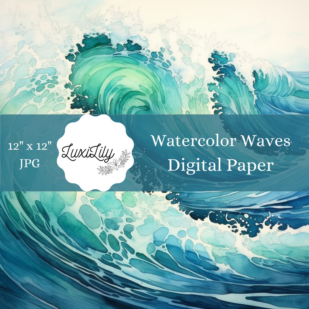 Watercolor Ocean Waves Digital Paper Sea Waves Texture Instant Download ...