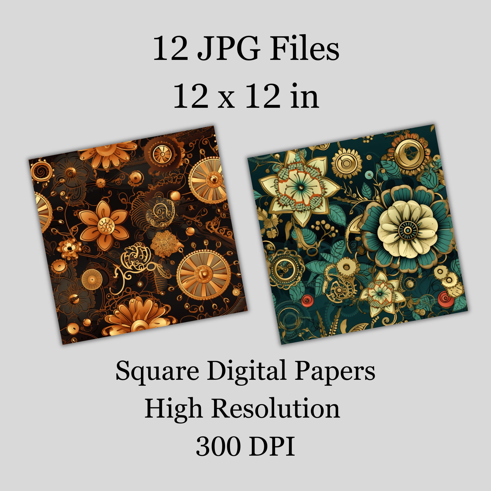 Steampunk Floral Digital Paper Steampunk Flowers Seamless - Etsy