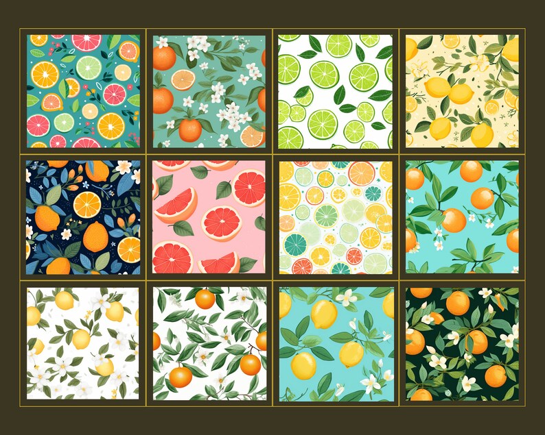 Italian Citrus Digital Paper: Seamless Fruit Patterns (digital Download ...