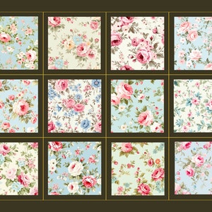 Shabby Chic Floral Digital Paper: Seamless Vintage Rose Patterns ...