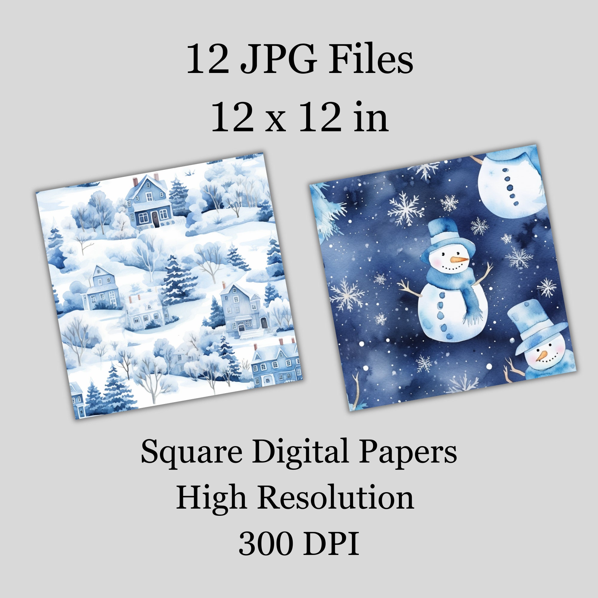 Seamless Watercolor Winter Digital Paper Pack, Christmas Festive ...