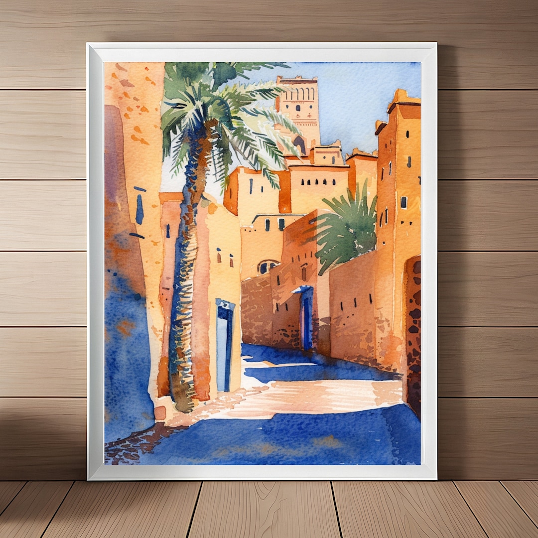Morocco Painting Marrakesh Medina Art Print, European Wall Art ...