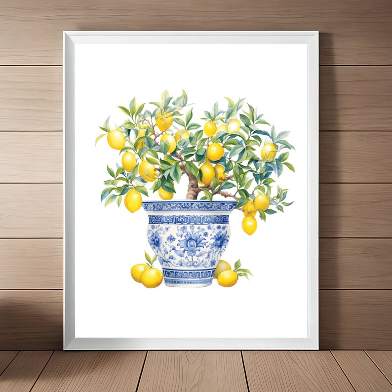 Sicilian Lemon Tree Print Watercolor Italian Lemons Kitchen Art Lemon ...