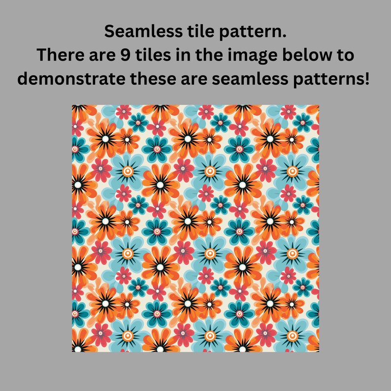Retro Groovy Digital Paper: 70s Floral Patterns (digital Download) - Etsy