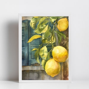 Italian Lemons Watercolor Print Italy Lemon Kitchen Art Lemon Tree Wall ...
